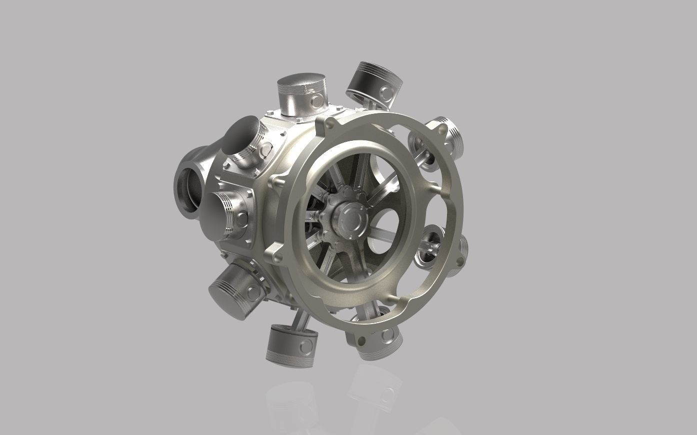 9 Cylinder Radial Engine 3D model animated | CGTrader