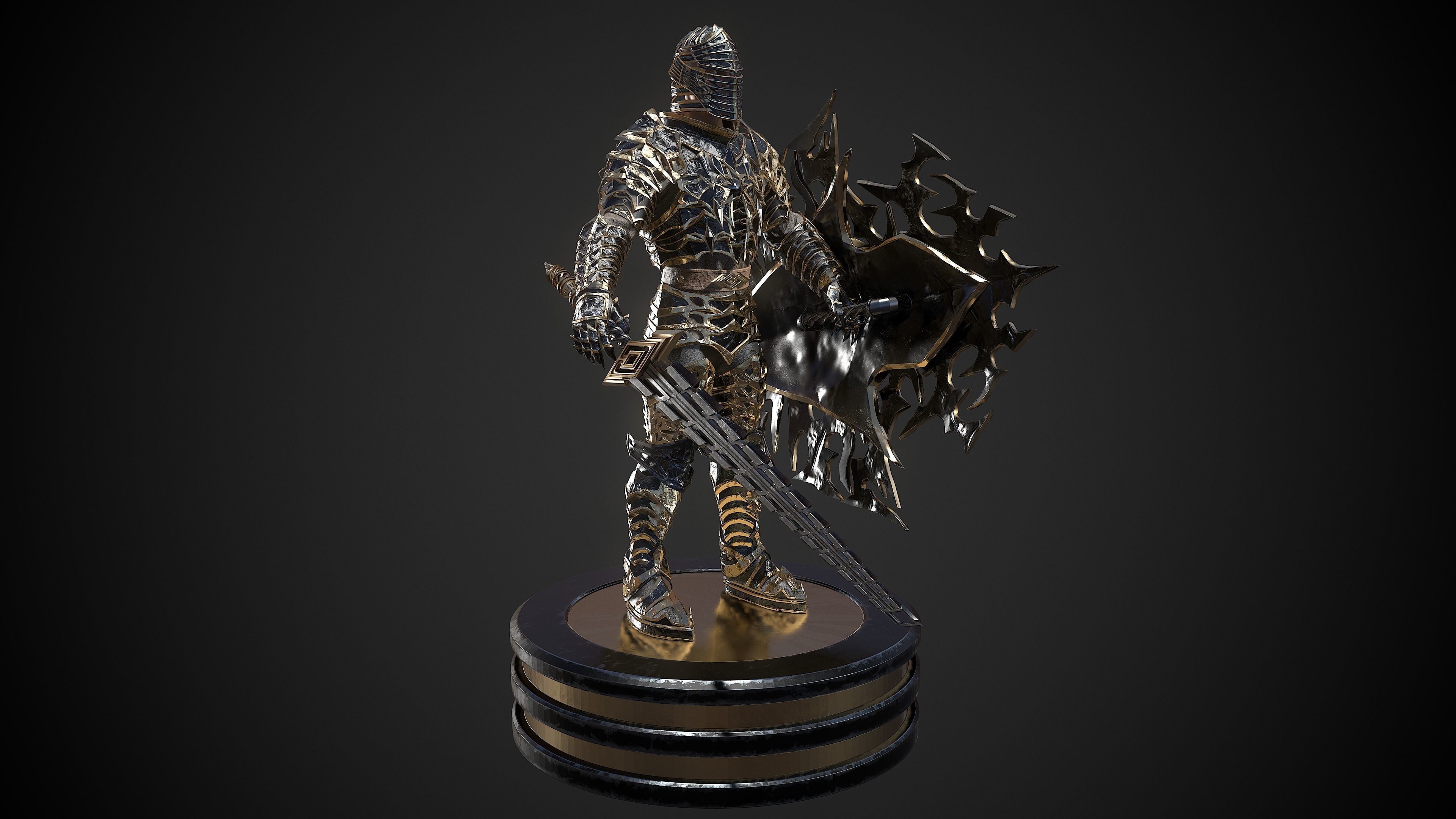 3D model Dark fantasy knight - Game Ready VR / AR / low-poly rigged ...