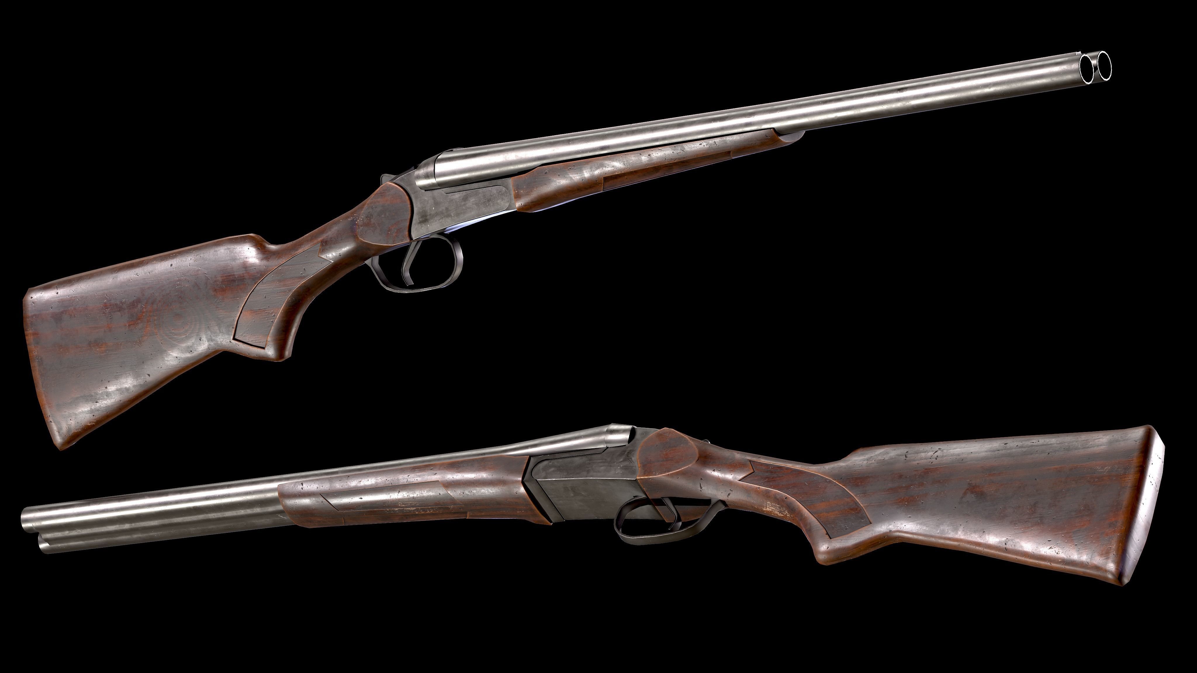 3D model Double Barreled Remington Shotgun PBR VR / AR / low-poly ...