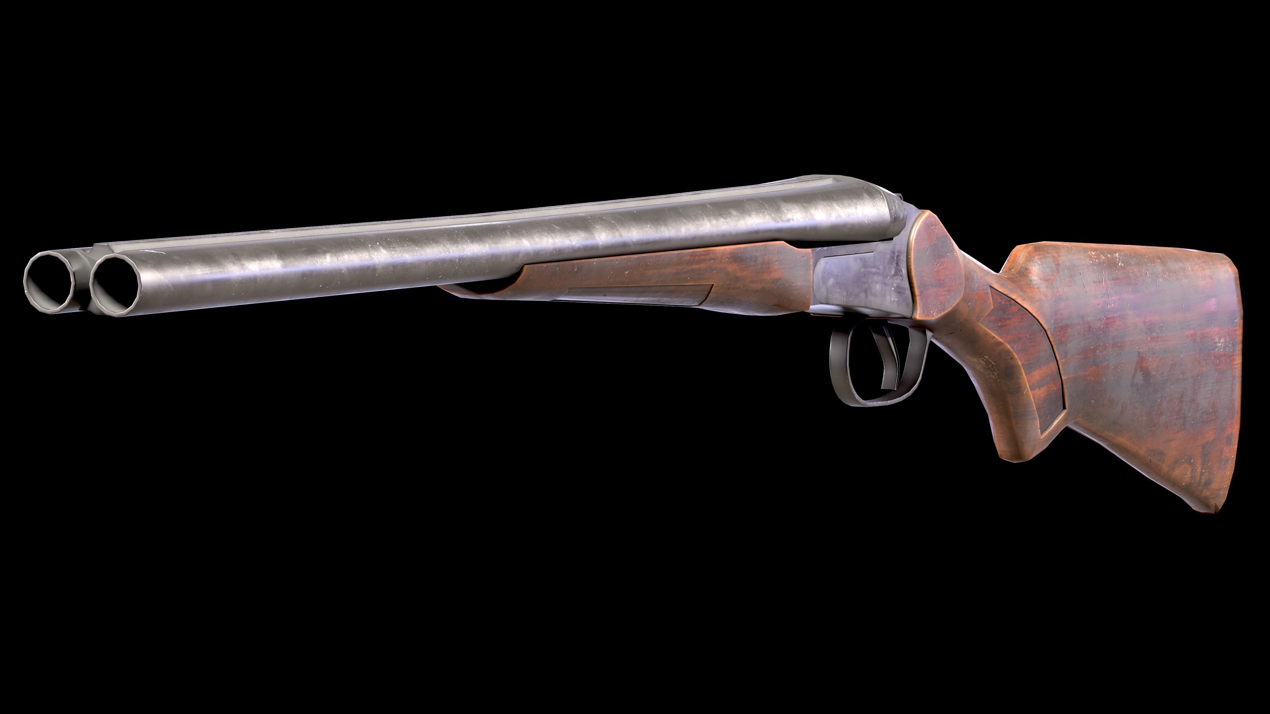 3D model Double Barreled Remington Shotgun PBR VR / AR / low-poly ...