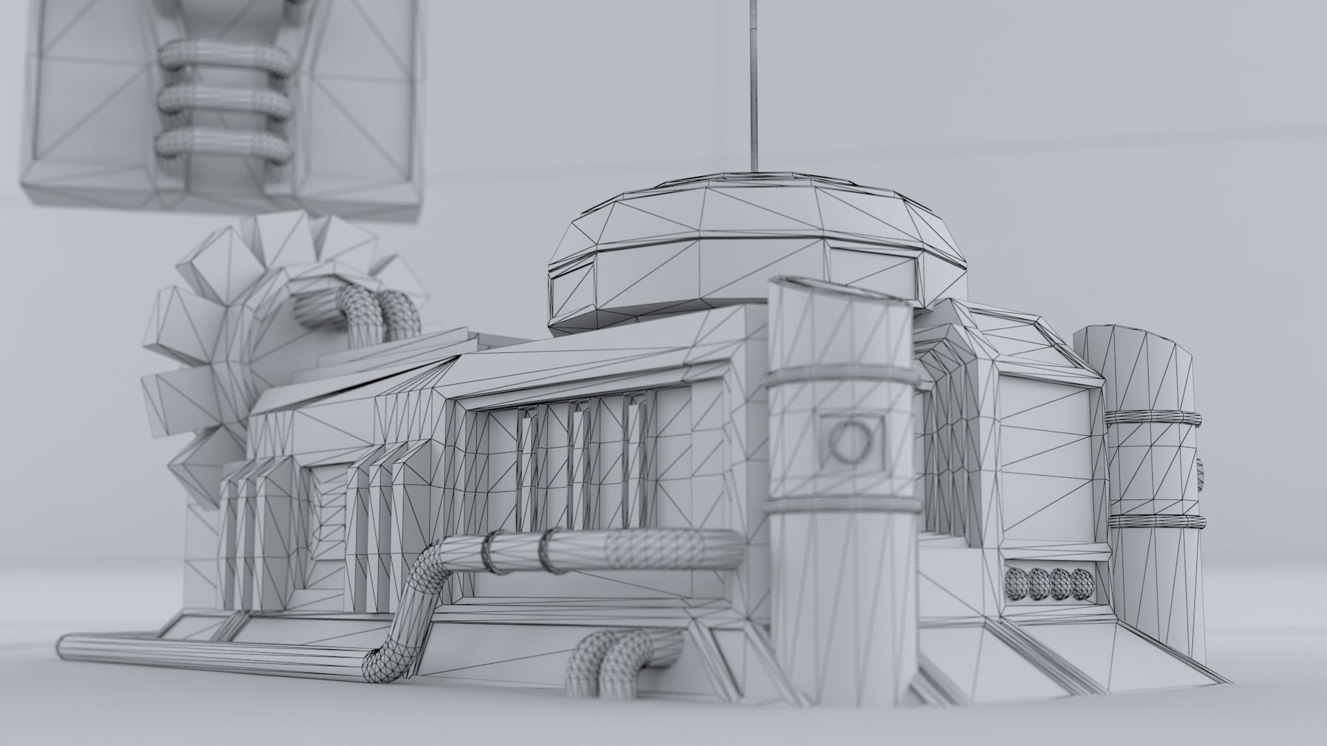 3D model Low poly sci-fi machine game asset free 3d model VR / AR / low ...