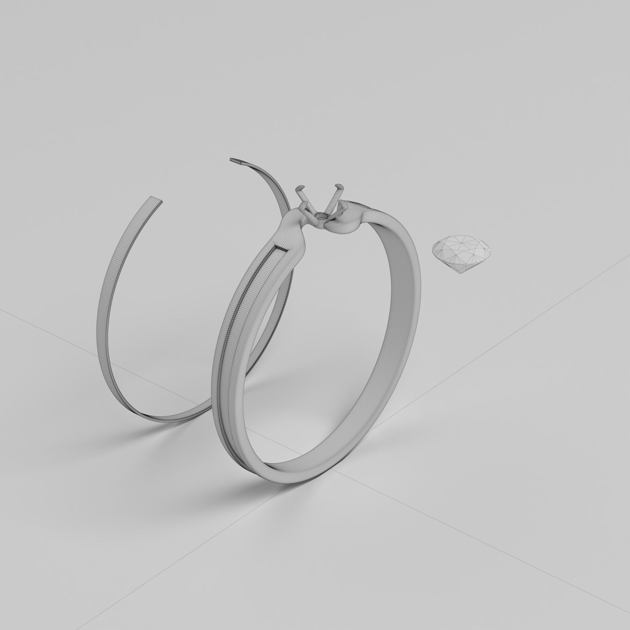 Ring - Diamond Gold Titanium 3D model | CGTrader