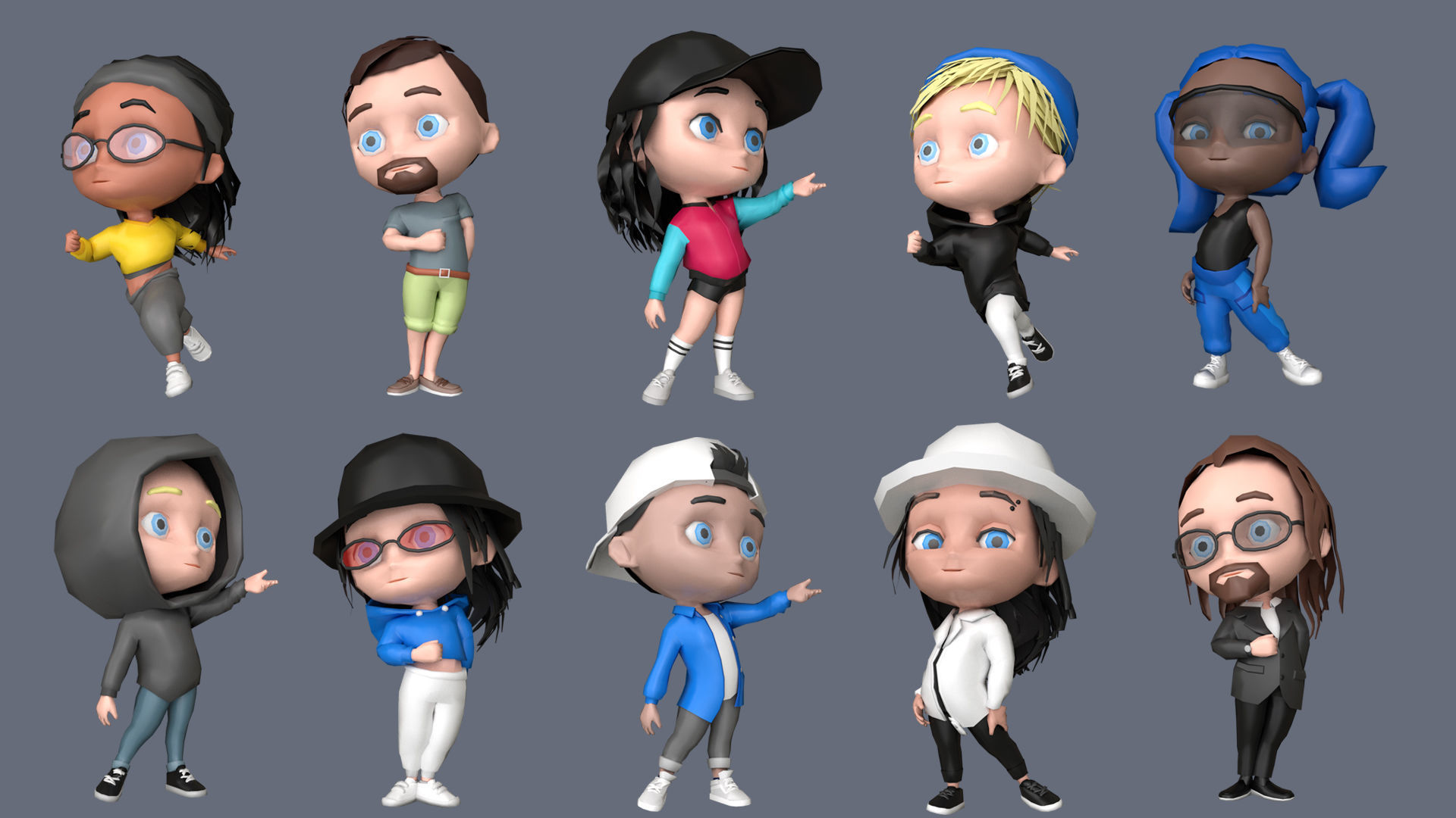 3D model characters 2 05 VR / AR / low-poly rigged animated | CGTrader