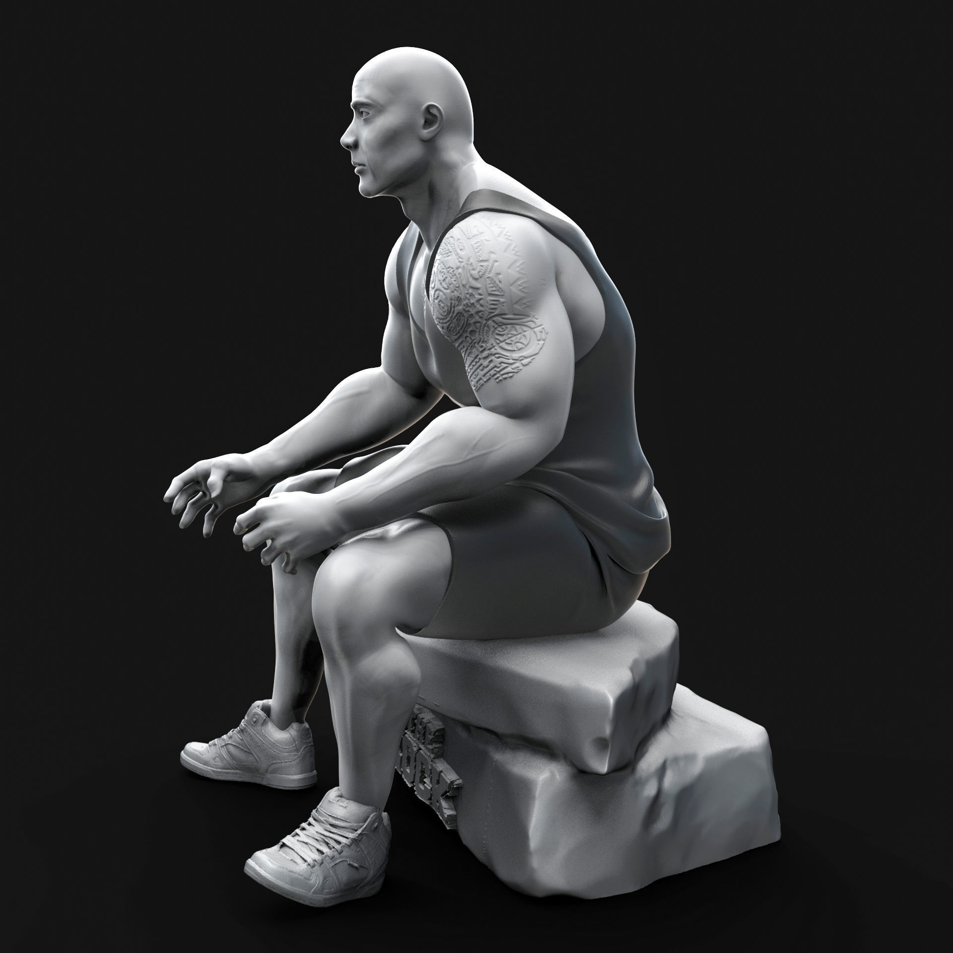 The Rock 3D Printable Free free 3D model 3D printable | CGTrader