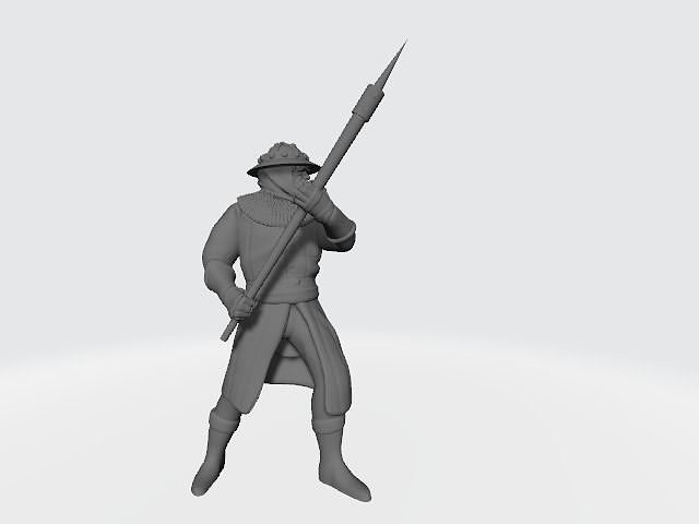 Medieval infantry with goedendag 3D model 3D printable | CGTrader