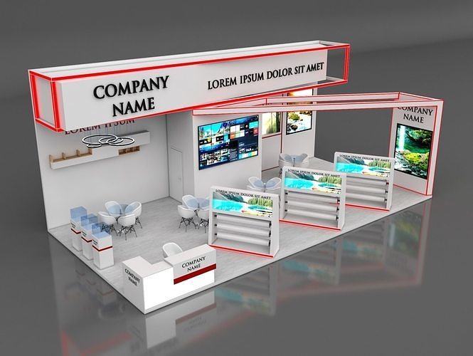 Booth Exhibition Stand Stall 6x12m Height 500 cm 3 Side Open 3D model ...