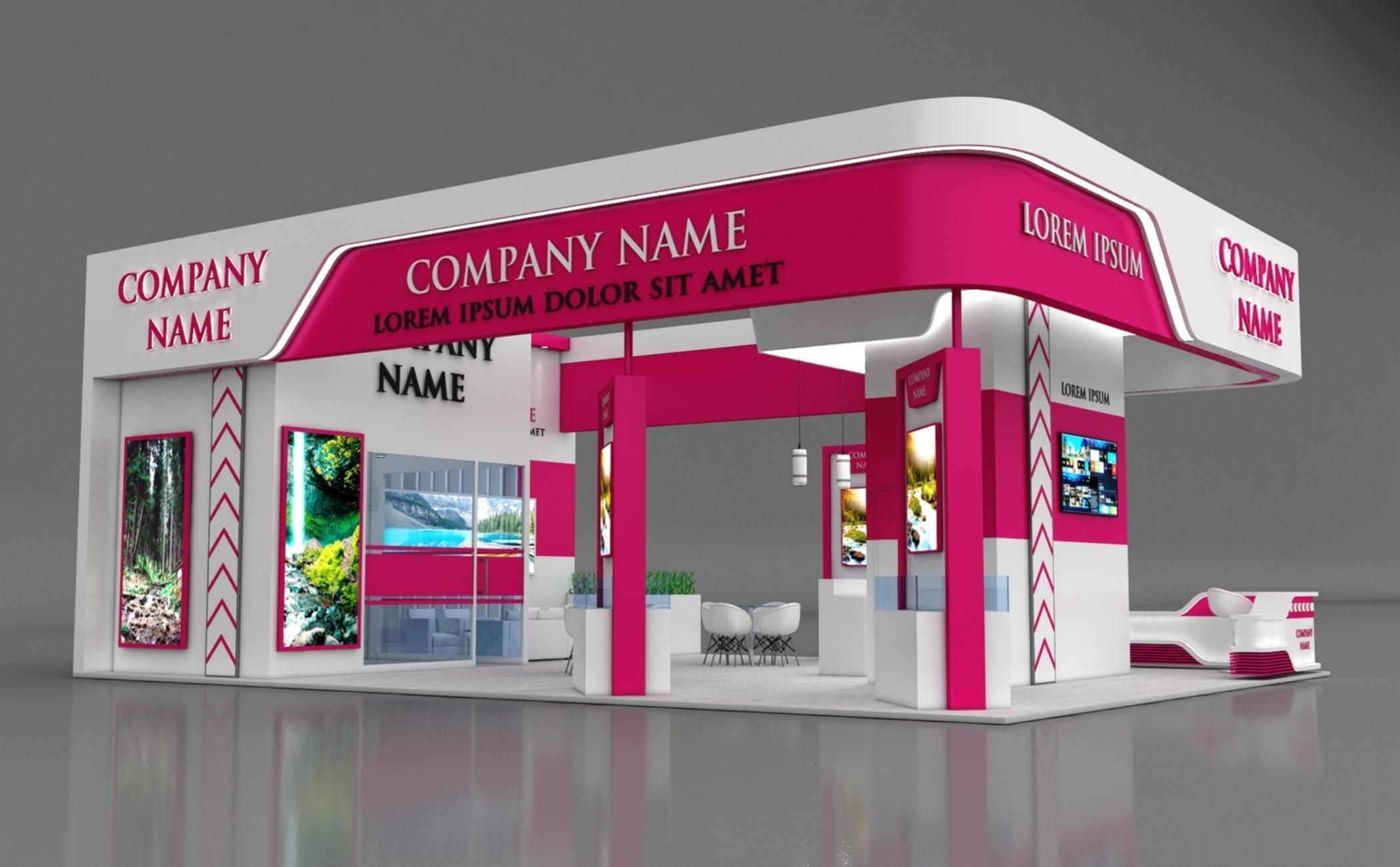 Booth Exhibition Stand Stall 12x9m Height 500 cm 4 Side Open 3D model ...