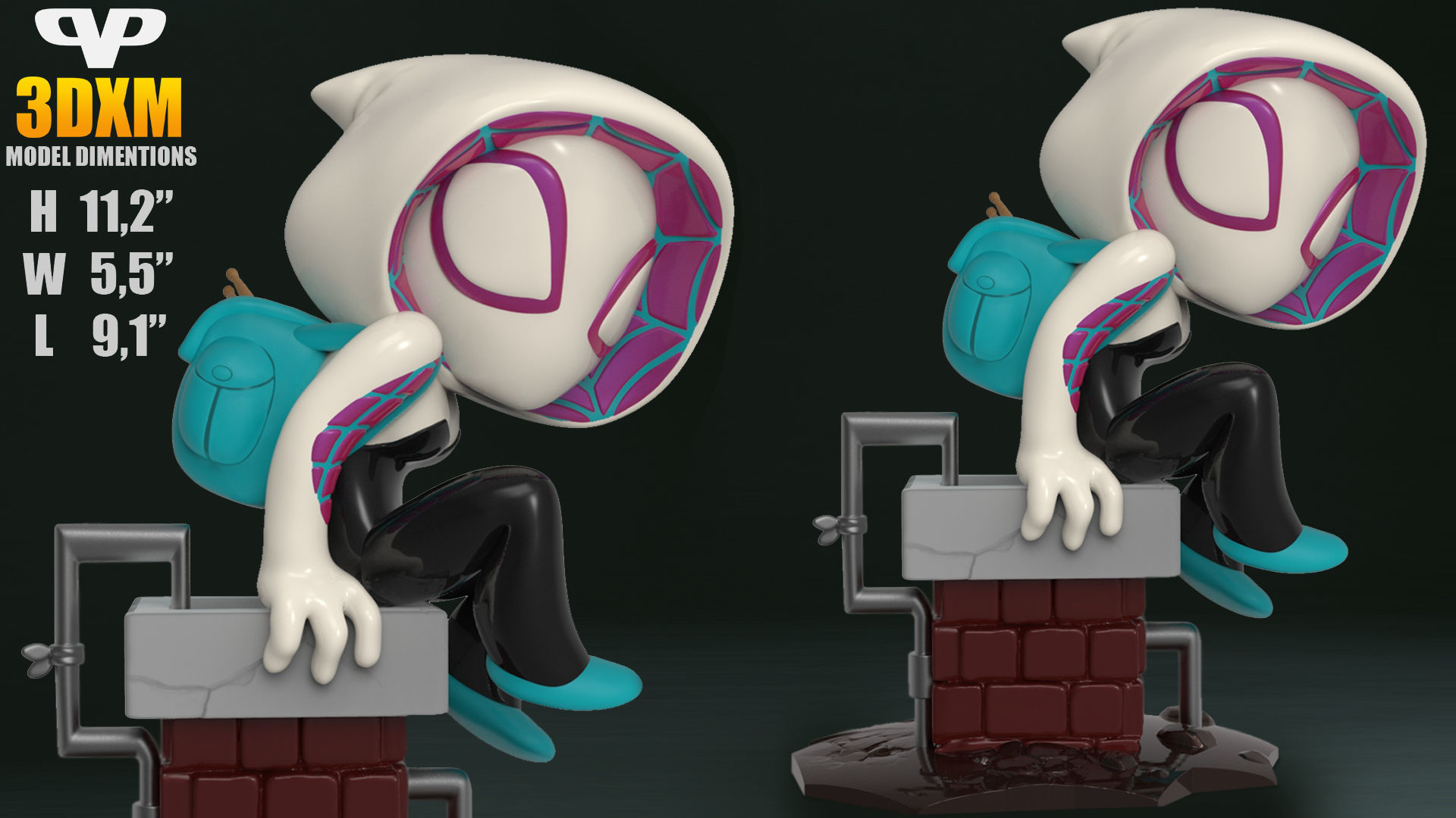 Spider Gwen Chibi For 3d Printing Stl 3d Model 3d Printable Cgtrader