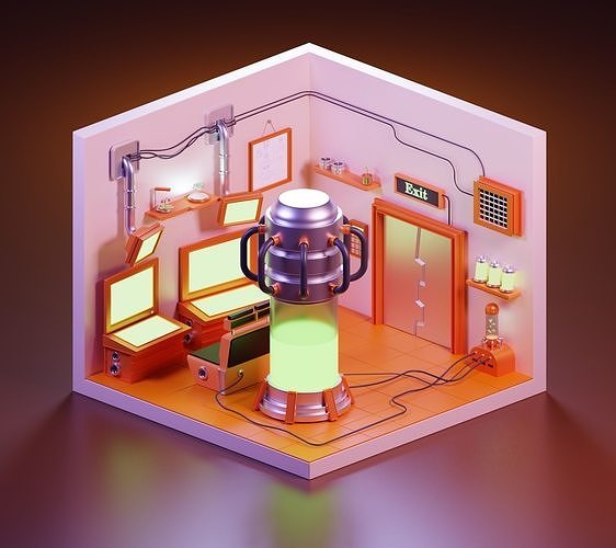scientific space room PBR 3D model | CGTrader