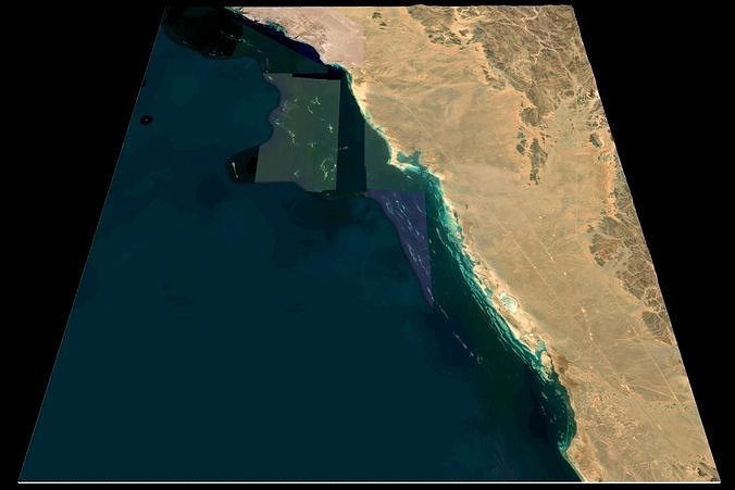 Mecca and the Red Sea coast of Saudi Arabia - tile n23 e38 3D model ...