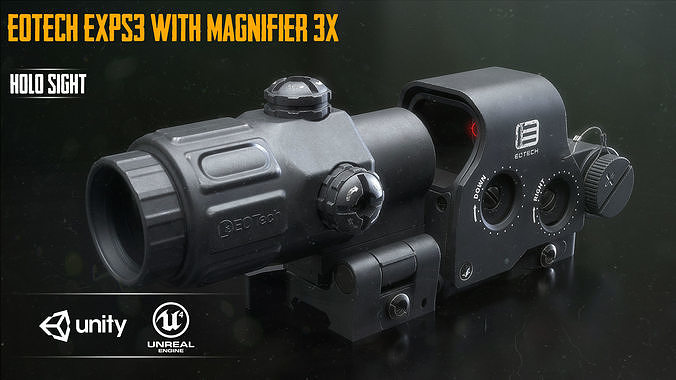 3D model EOTech EXPS3 With Magnifier 3x VR / AR / low-poly | CGTrader