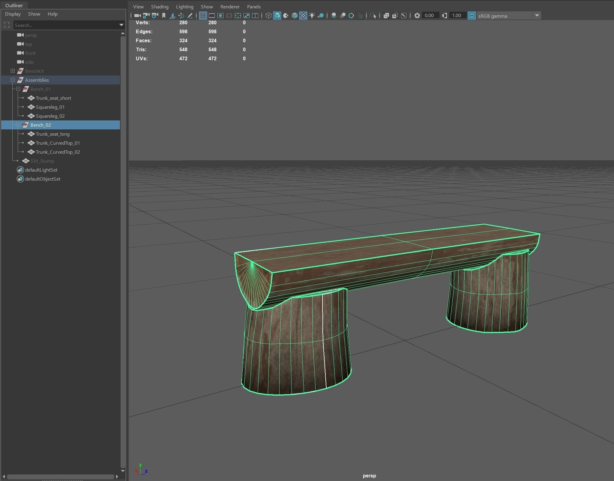 3D model Ancient Log Benches VR / AR / low-poly | CGTrader