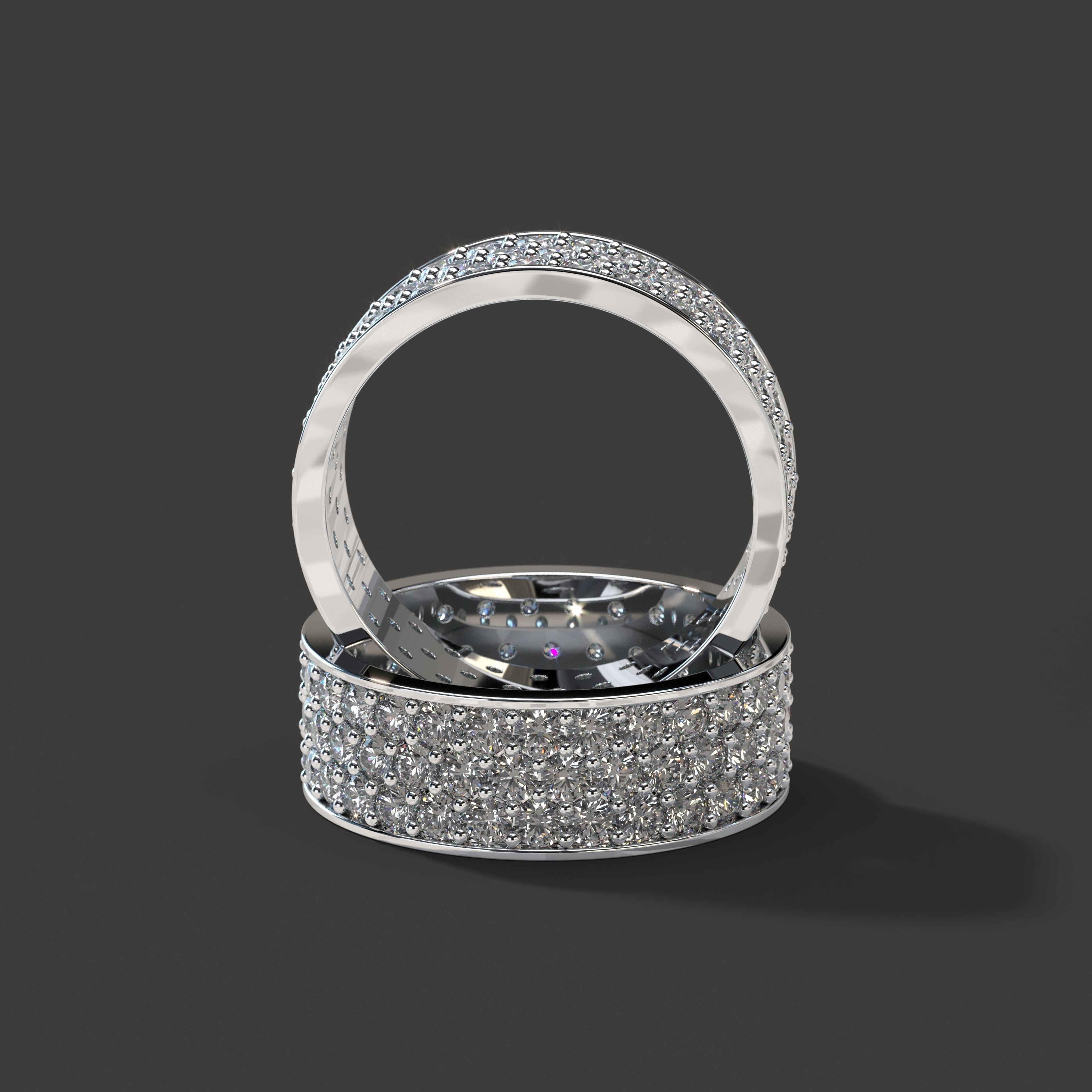 Slim Ring with diamonds 3D model 3D printable | CGTrader