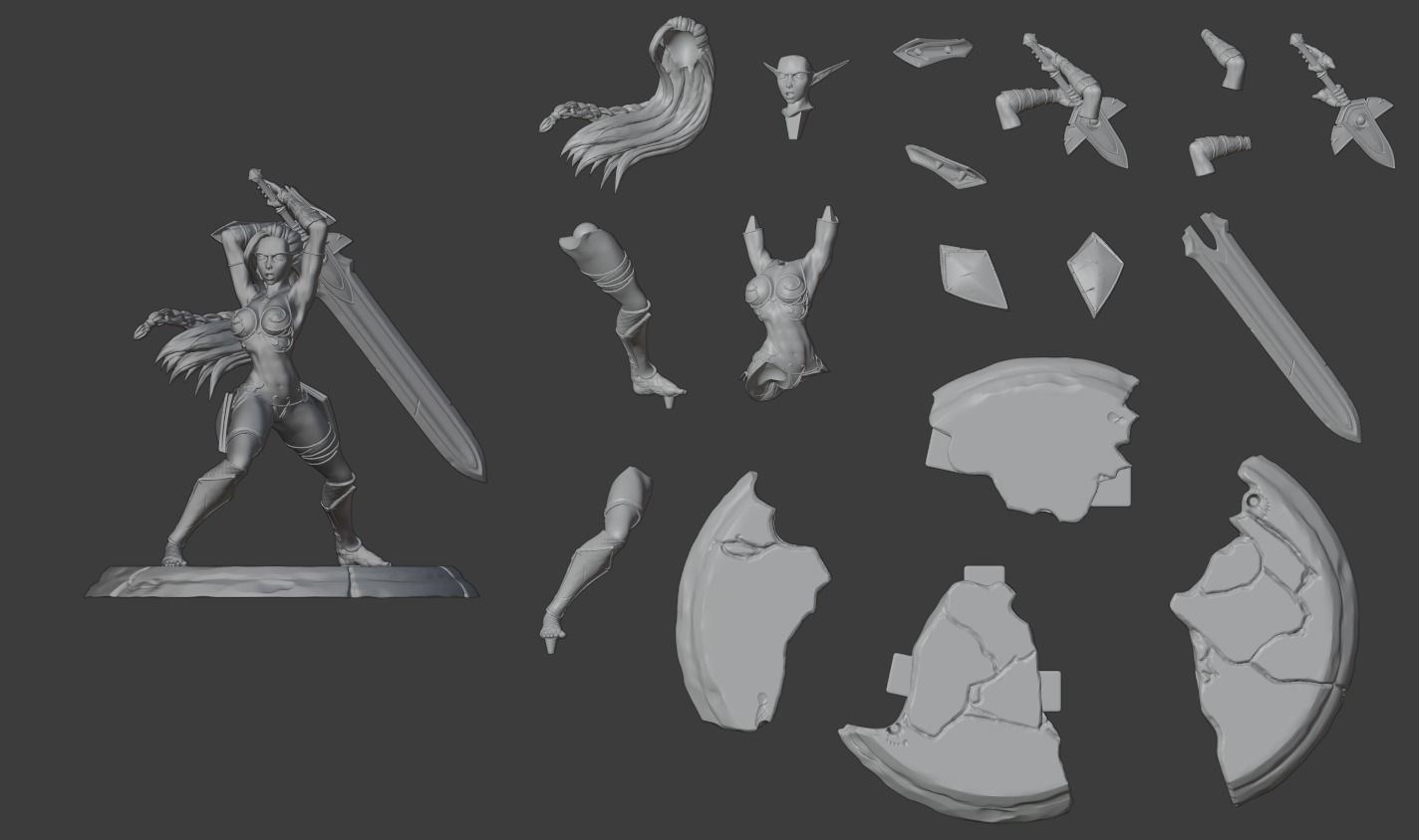 Night Elf Woman Warrior 3D model 3D printable | CGTrader