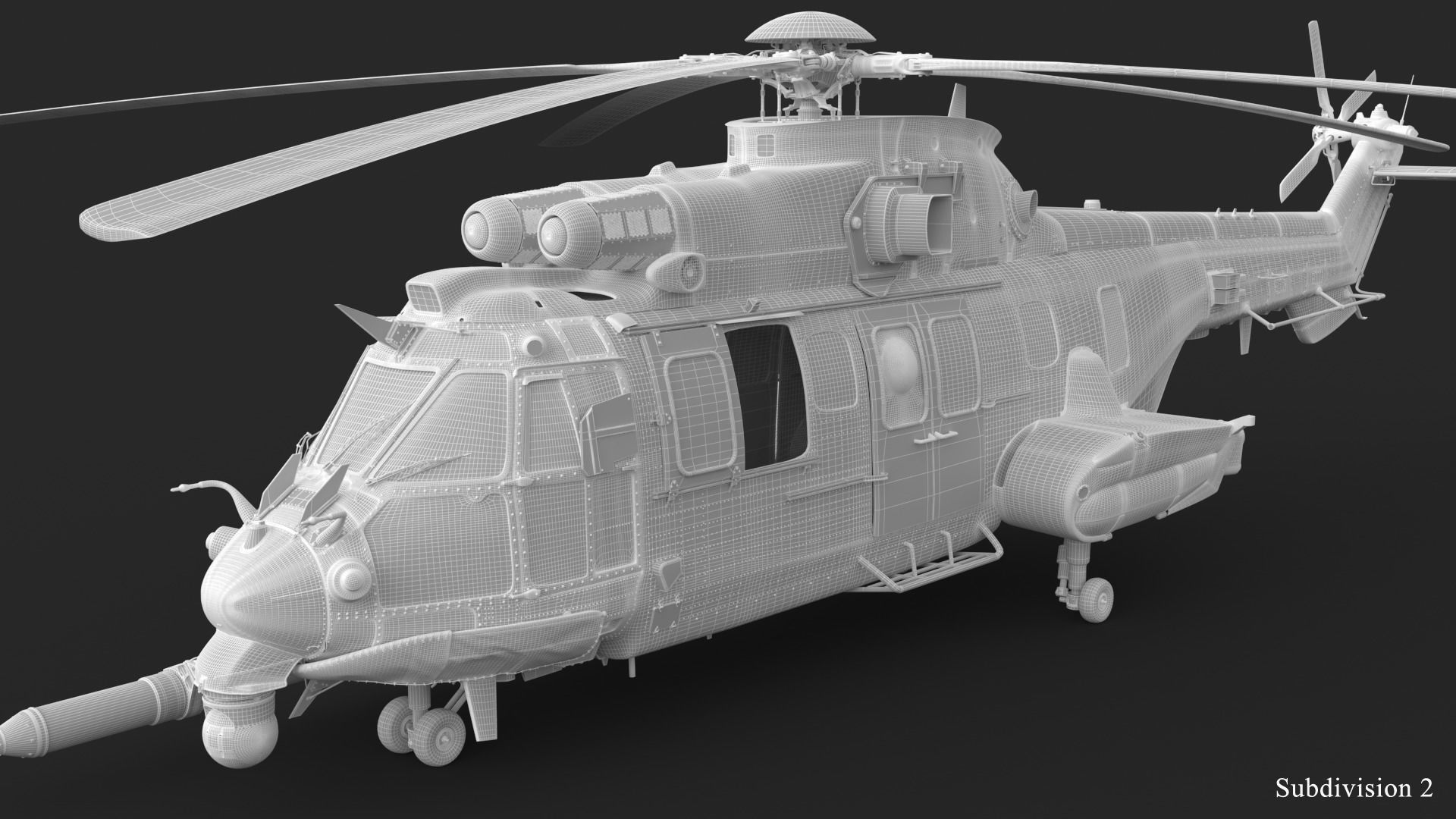 Eurocopter EC 725 Clay High Detail 3ds max Vray 3D model animated ...