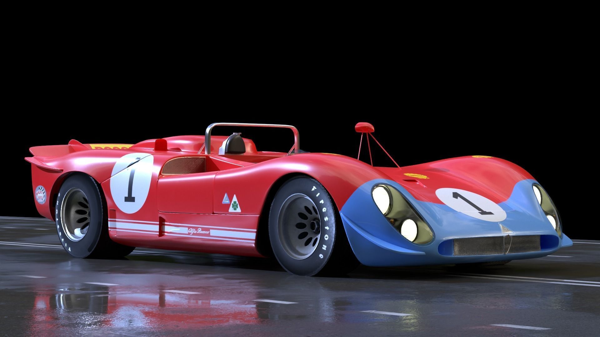 3D model Alfa Romeo T33 Short Tail Race Car Low poly Game-Ready Model VR / AR / low-poly | CGTrader