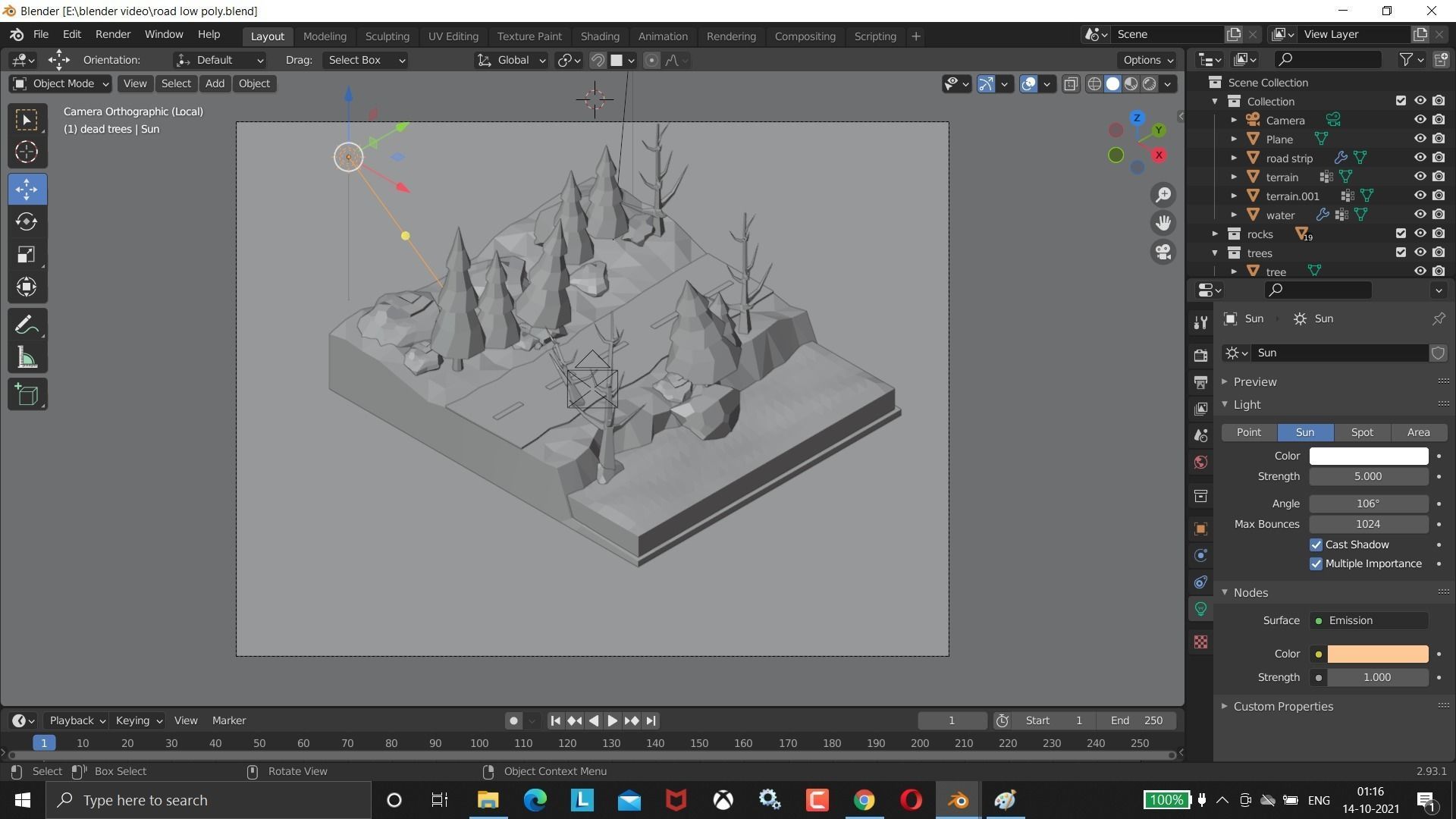 3D model Low poly road with trees and water VR / AR / low-poly | CGTrader