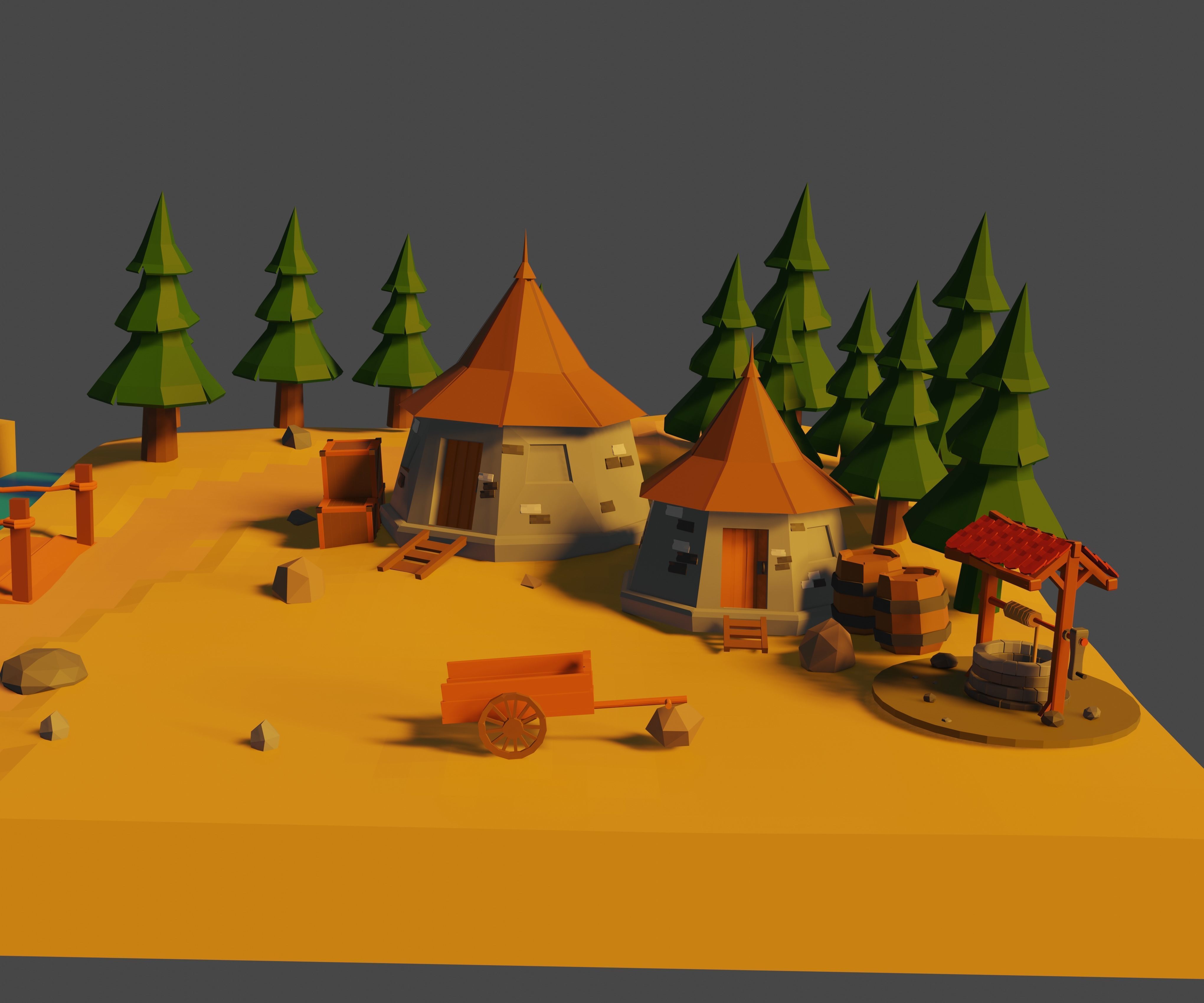 3D model countryside environment VR / AR / low-poly | CGTrader