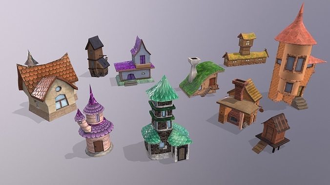 3D model Toon buildings pack v2 VR / AR / low-poly | CGTrader