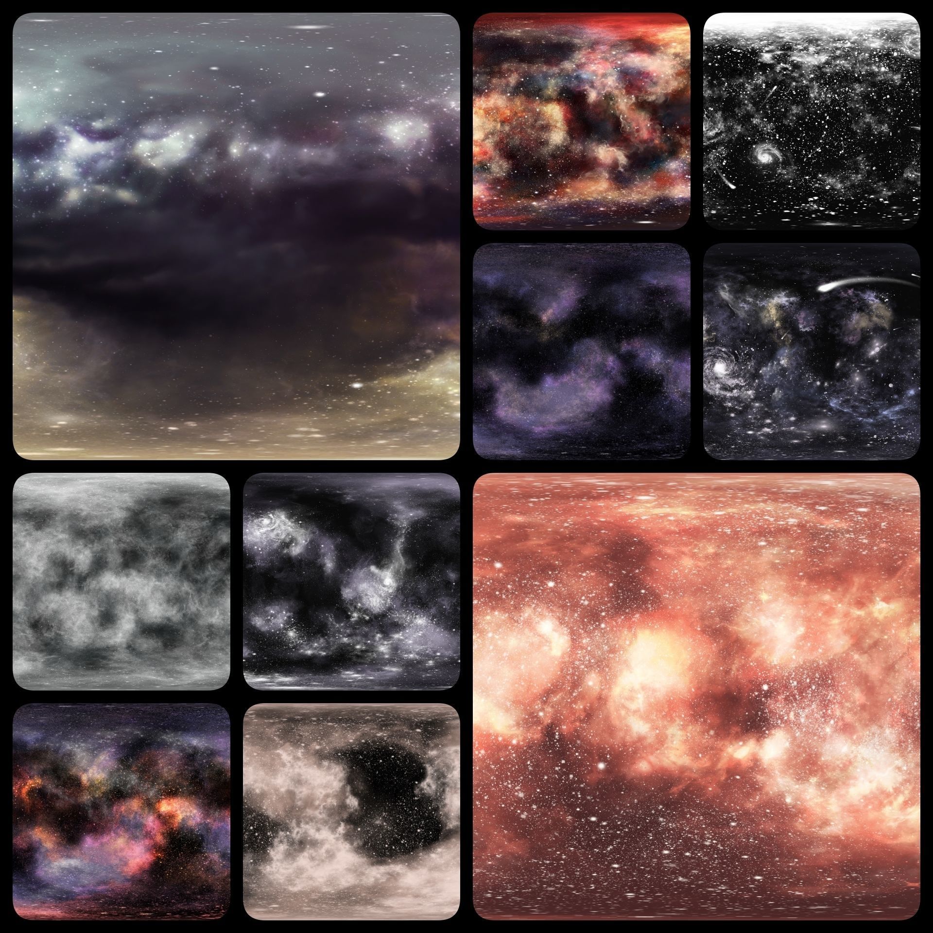 3D model UNITY PROJECT SPACE SKY BUNDLE 10 Cosmic skies VR / AR / low ...