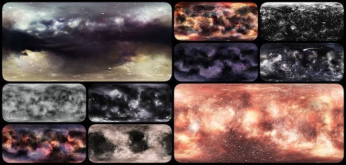 3D model UNITY PROJECT SPACE SKY BUNDLE 10 Cosmic skies VR / AR / low ...