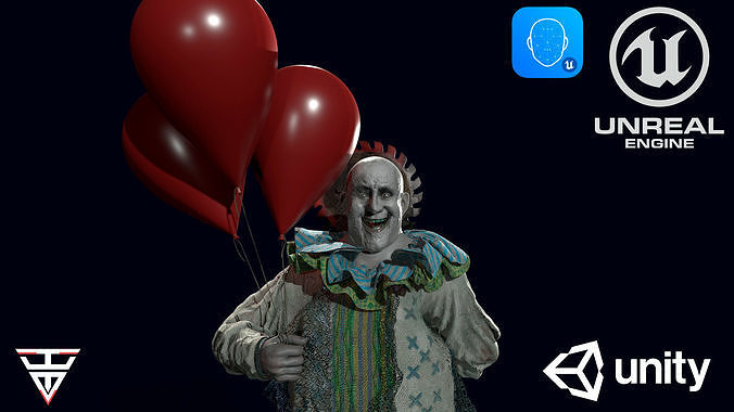 3D model Clown Man - Game Ready Low-poly 3D model Low-poly 3D model VR ...