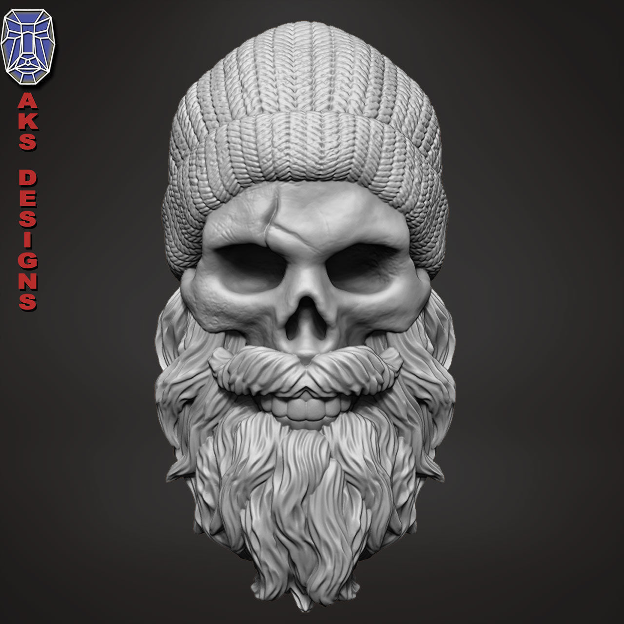 Bearded skull with cap 1 bas Relief 3D model 3D printable | CGTrader