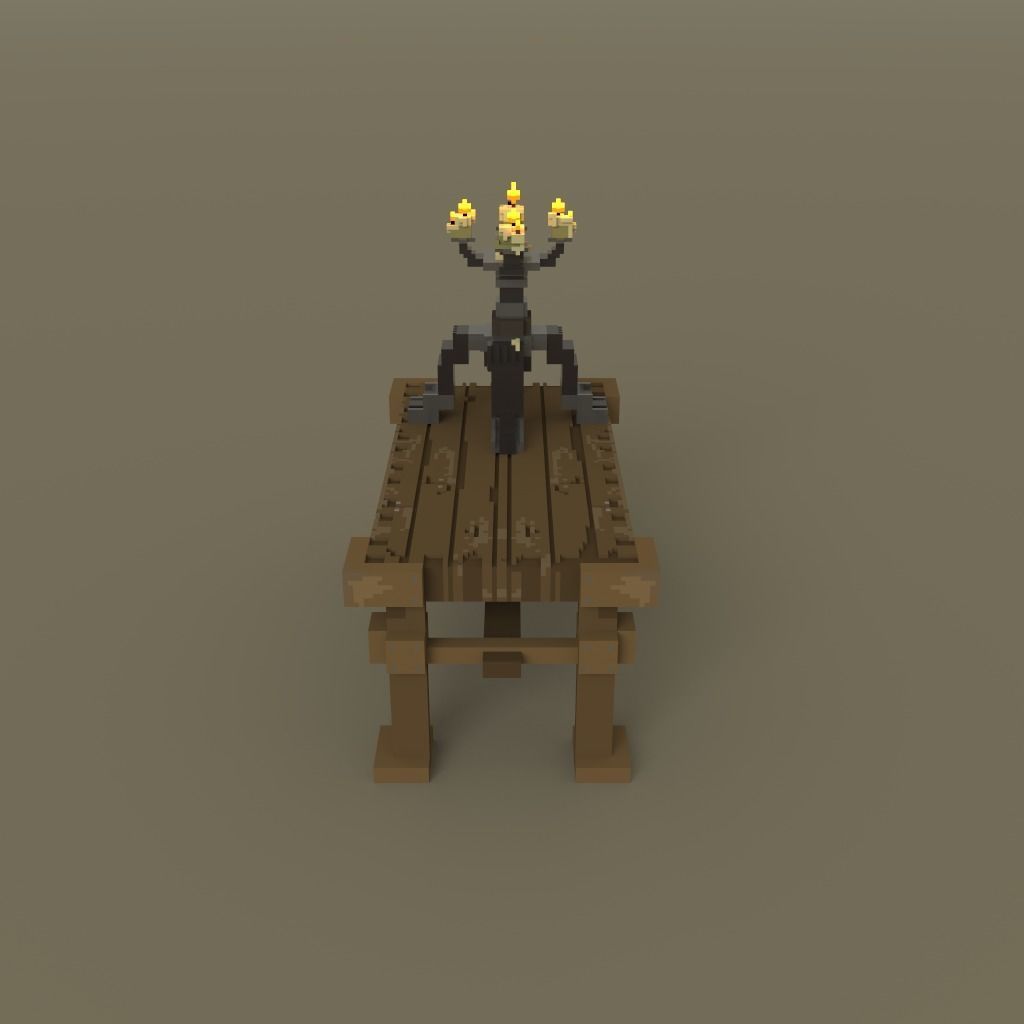 3D model Voxel Medieval Table and Candle VR / AR / low-poly | CGTrader