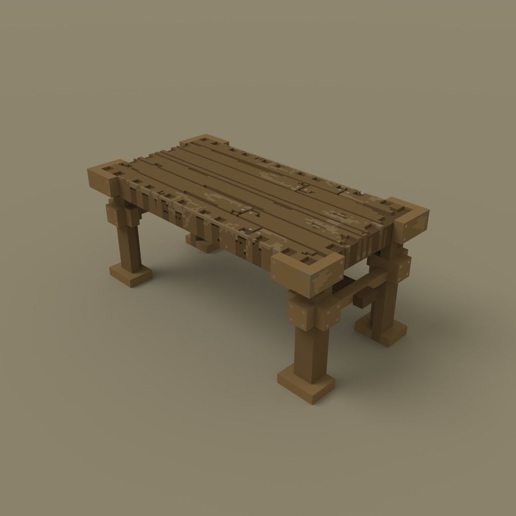 3D model Voxel Medieval Table and Candle VR / AR / low-poly | CGTrader