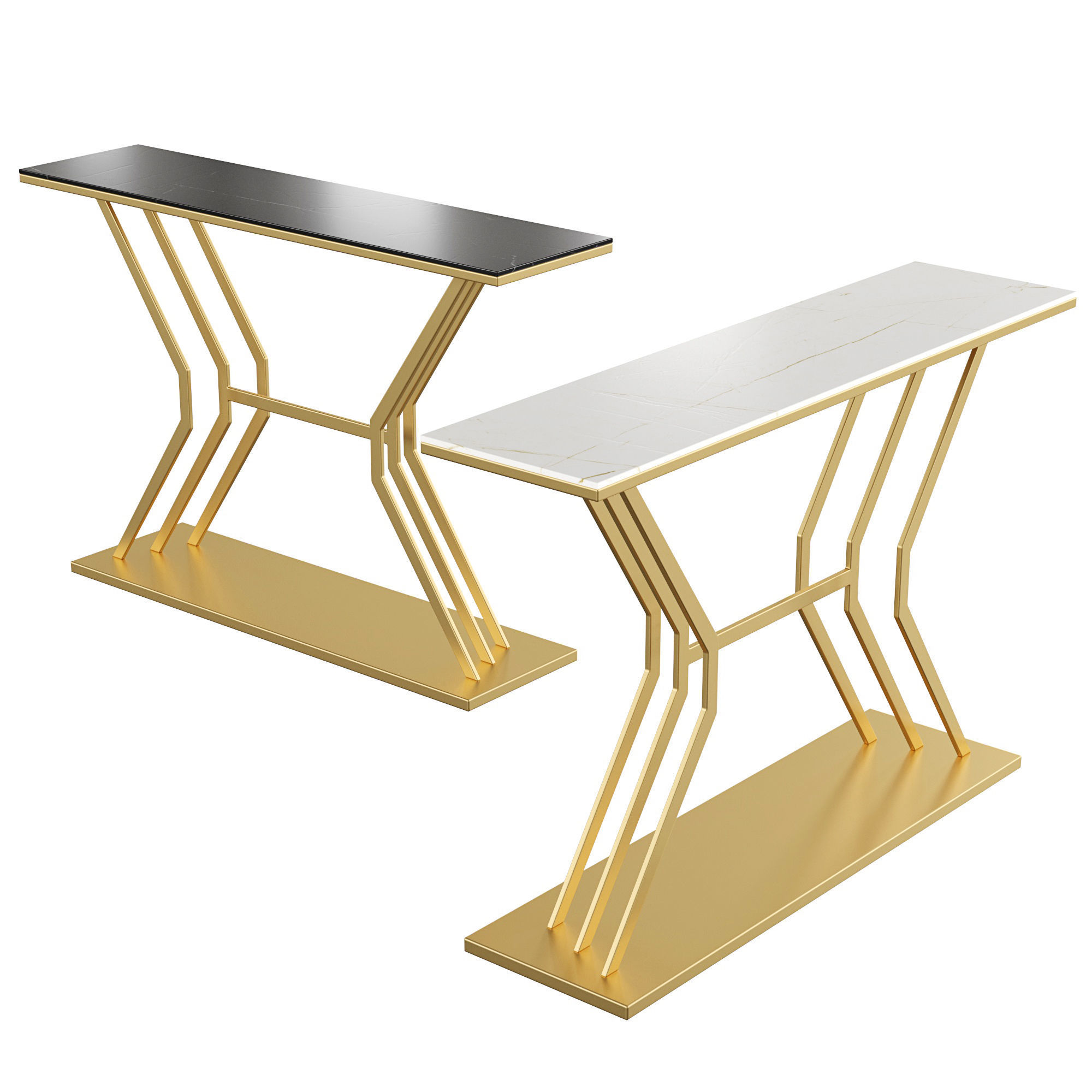Modern Narrow Console Table with Stone Top 3D model | CGTrader