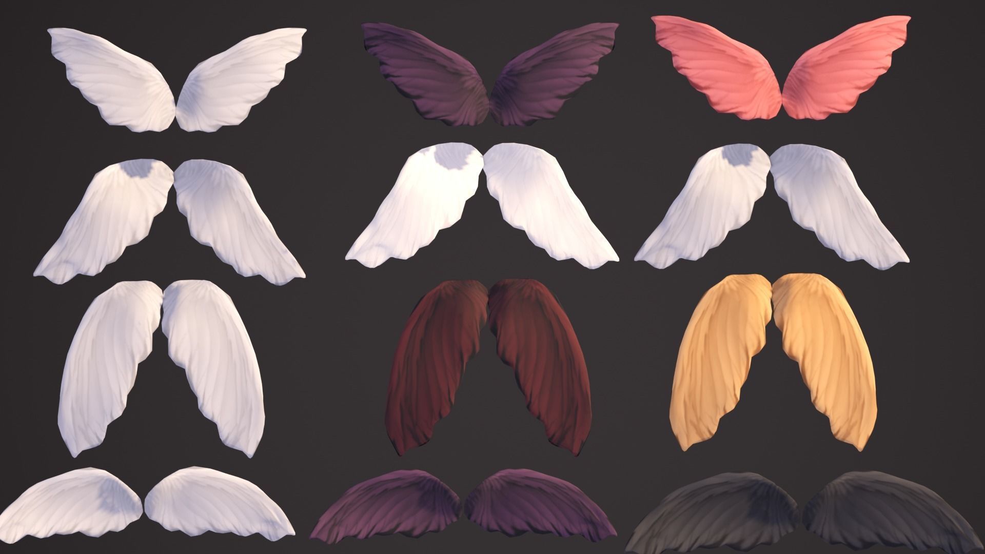 3D model wings package 7 colors VR / AR / low-poly | CGTrader