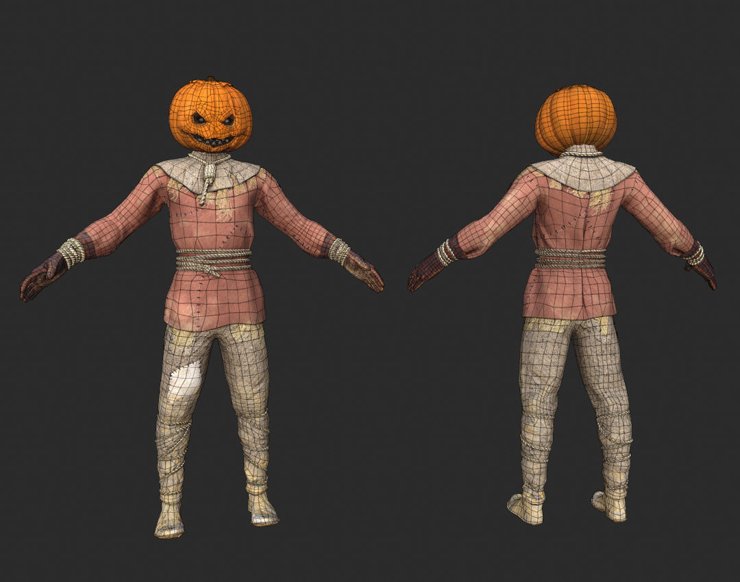 3D model Halloween Scarecrow gameready character VR / AR / low-poly ...