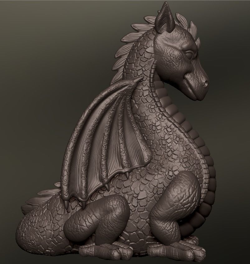 Grey Winged Dragon Garden Figure 3D model 3D printable | CGTrader
