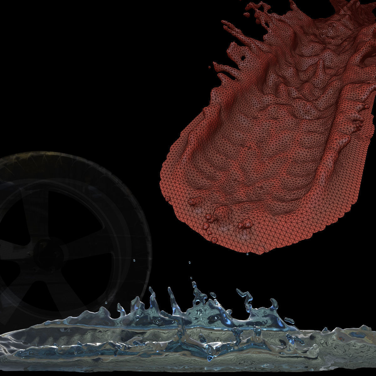 car wheel water splash set 2 3D model | CGTrader