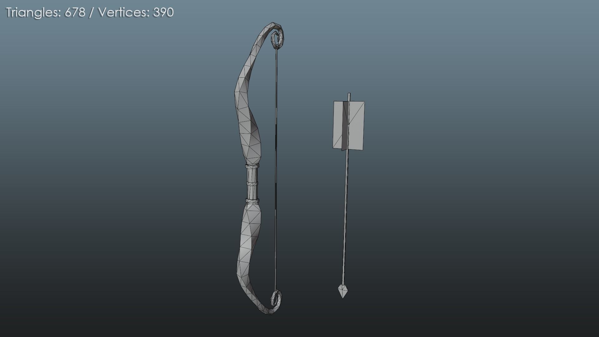 3D model Fantasy Twisted Crystal Bow and Arrow Game-Ready VR / AR / low ...