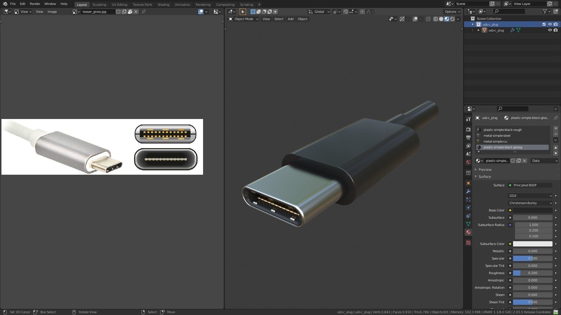 3D model USB C Type plug VR / AR / low-poly | CGTrader