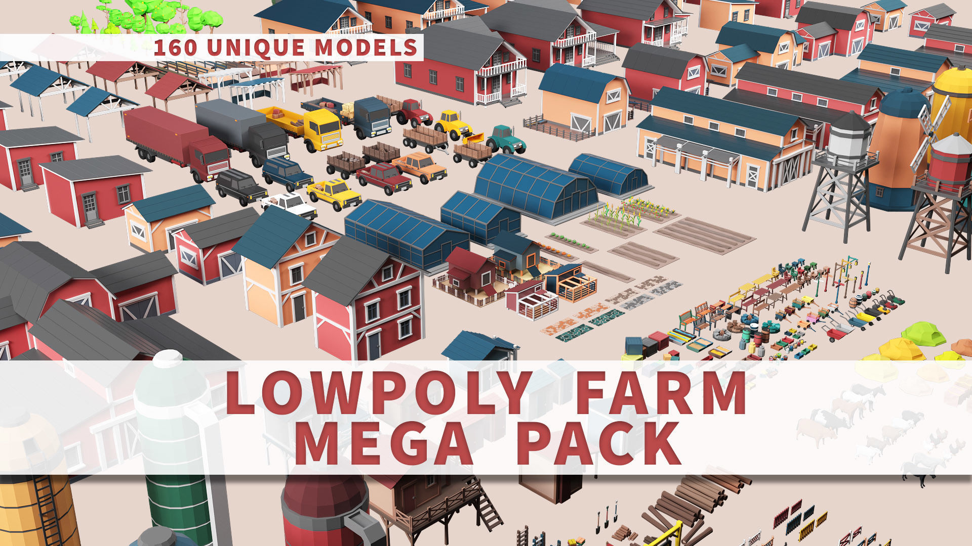 3D model Low Poly Farm Set - 160 Unique Models Mega Pack lowpoly VR ...