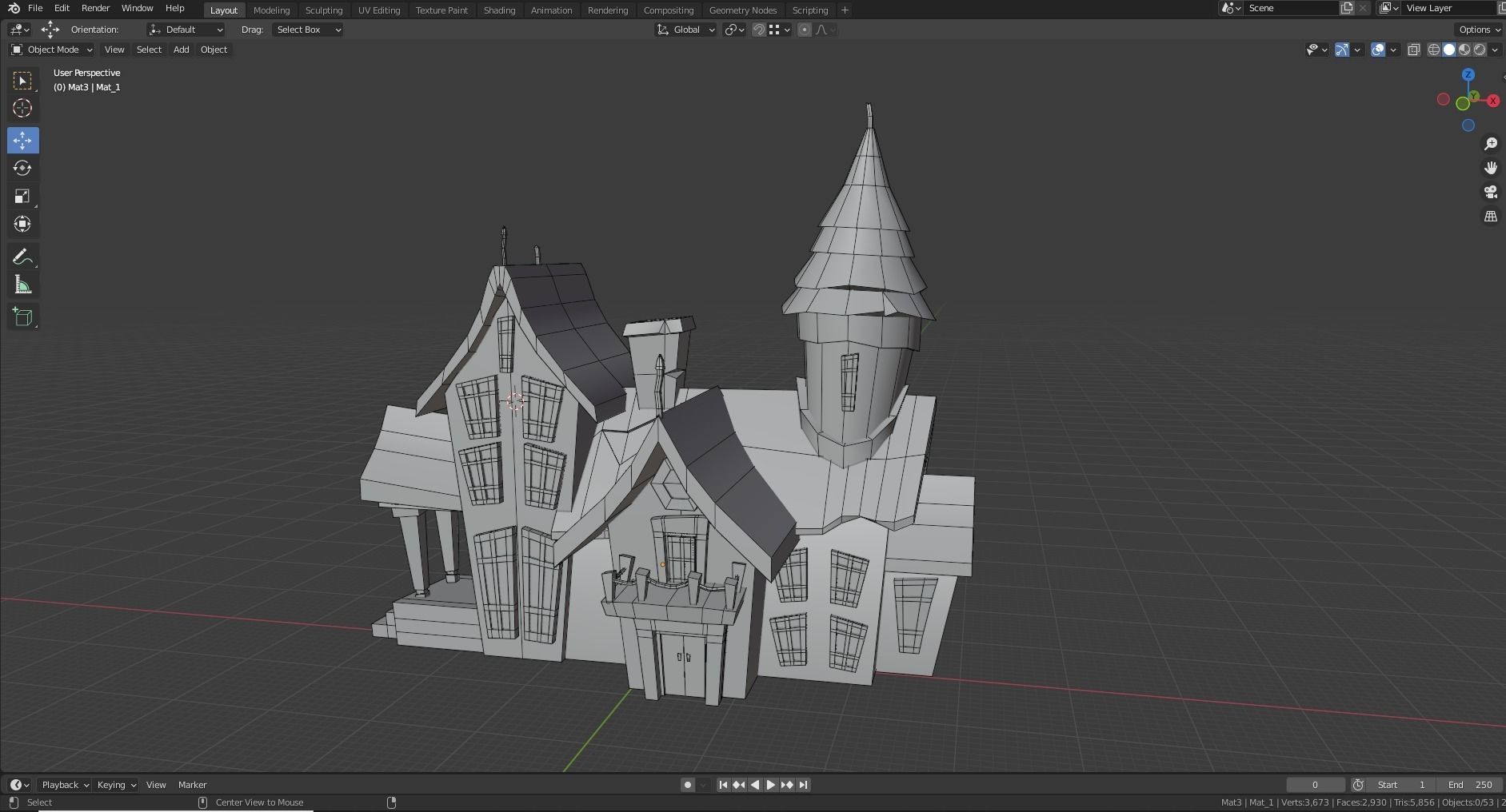 3D model Cartoon style low poly Haunted house Remake VR / AR / low-poly ...