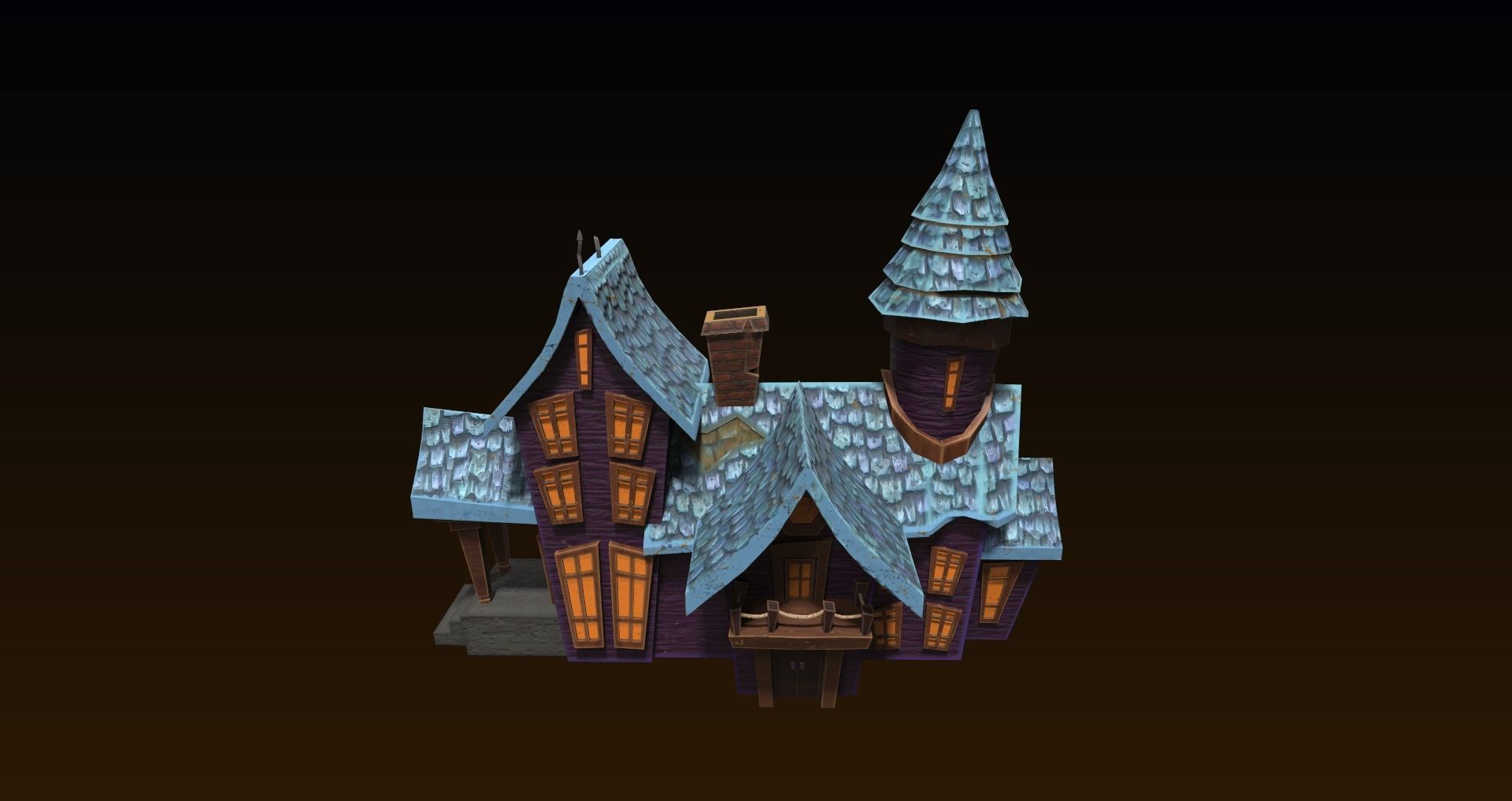 3D model Cartoon style low poly Haunted house Remake VR / AR / low-poly ...