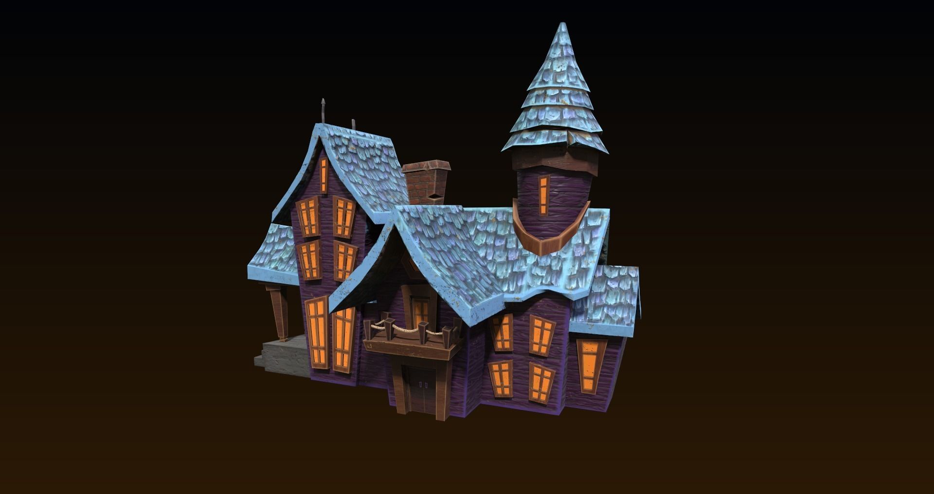 3D model Cartoon style low poly Haunted house Remake VR / AR / low-poly ...