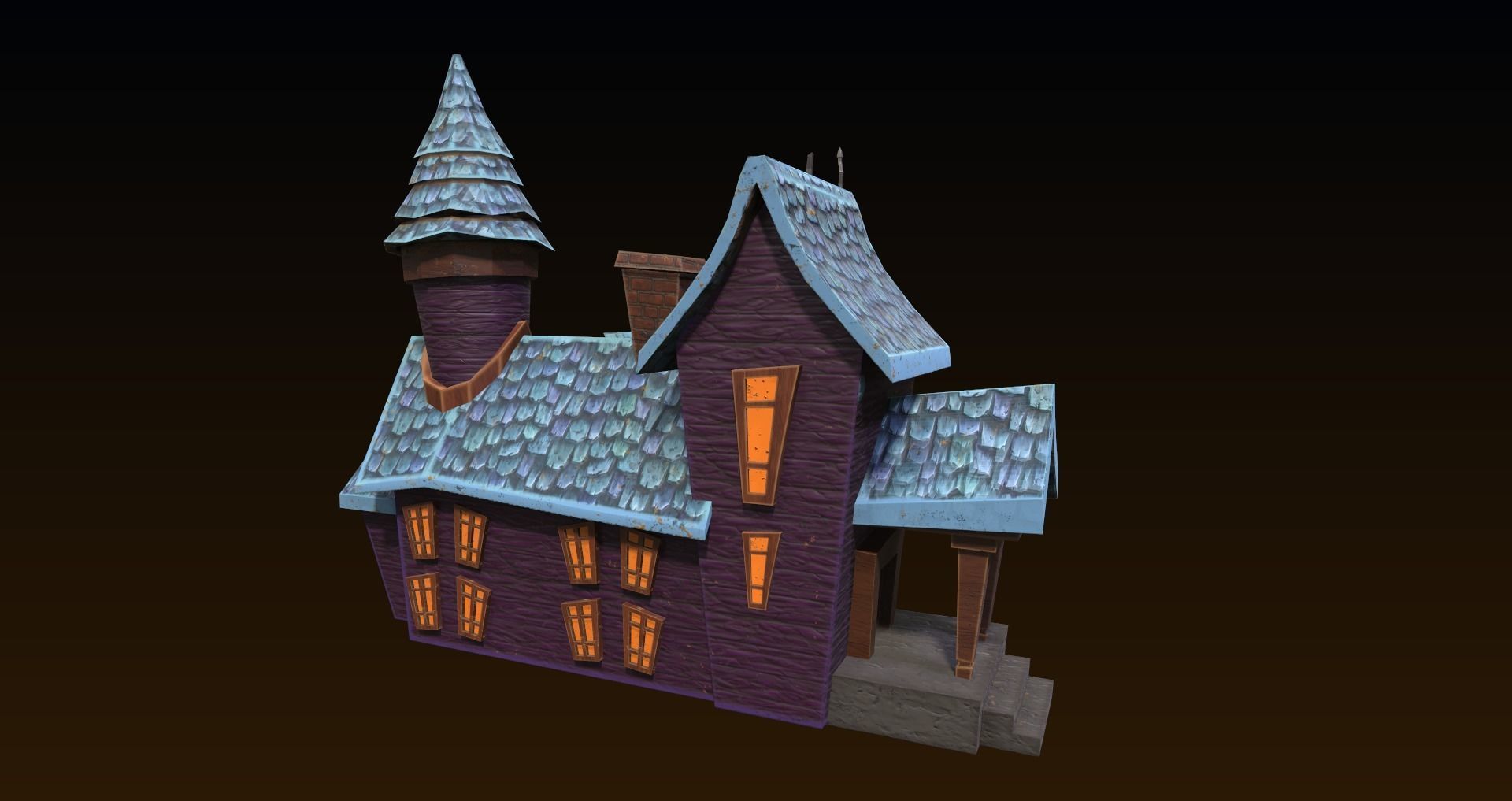 3D model Cartoon style low poly Haunted house Remake VR / AR / low-poly ...