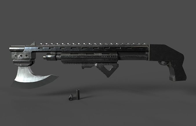 Realistic Axegun gun with axe 3D model | CGTrader