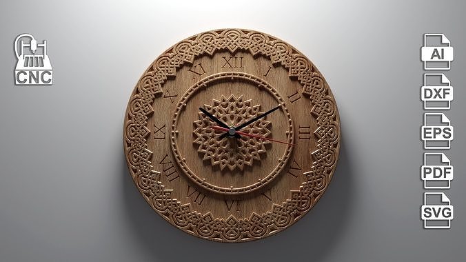 Wall Clock 3 - Files for CNC svg dxf eps ai pdf 3D model | CGTrader