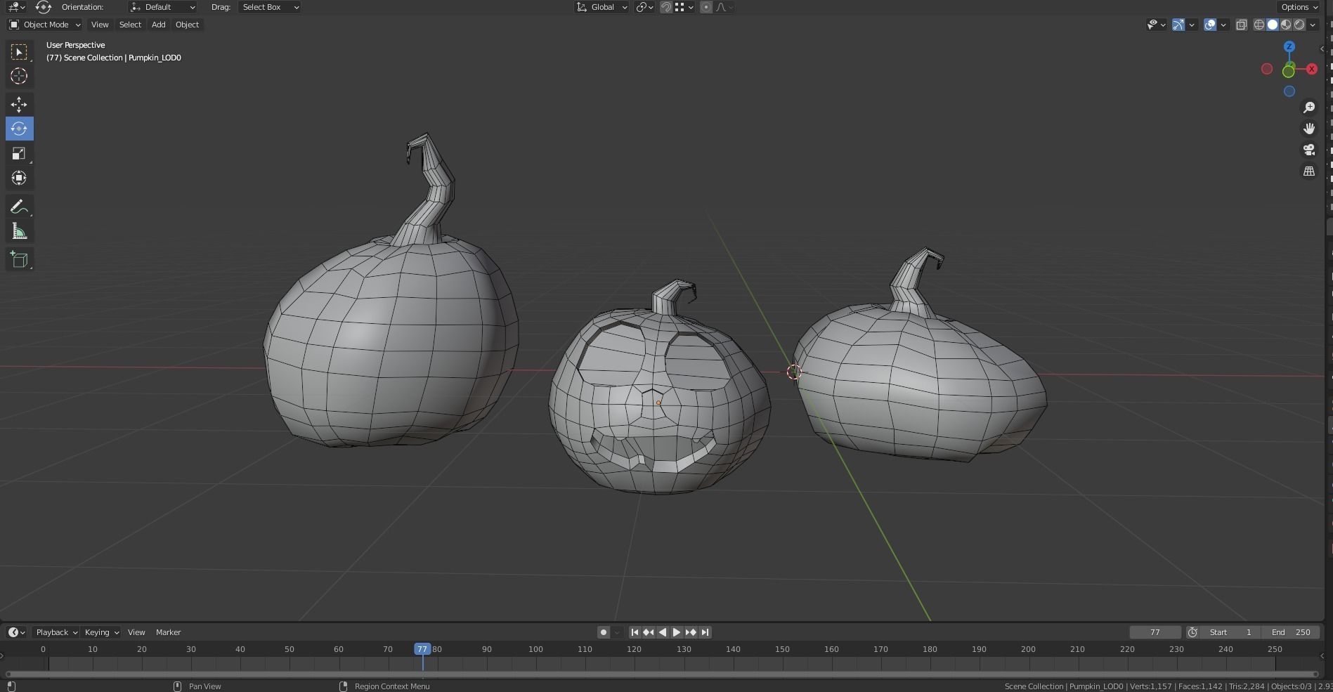 3D model Cartoon style low poly pumpkin game models VR / AR / low-poly ...