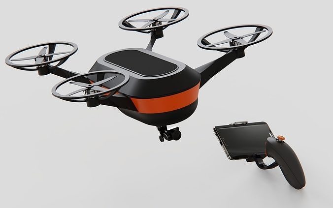 drone with thermal camera and remote control with smarthphone 3D model ...
