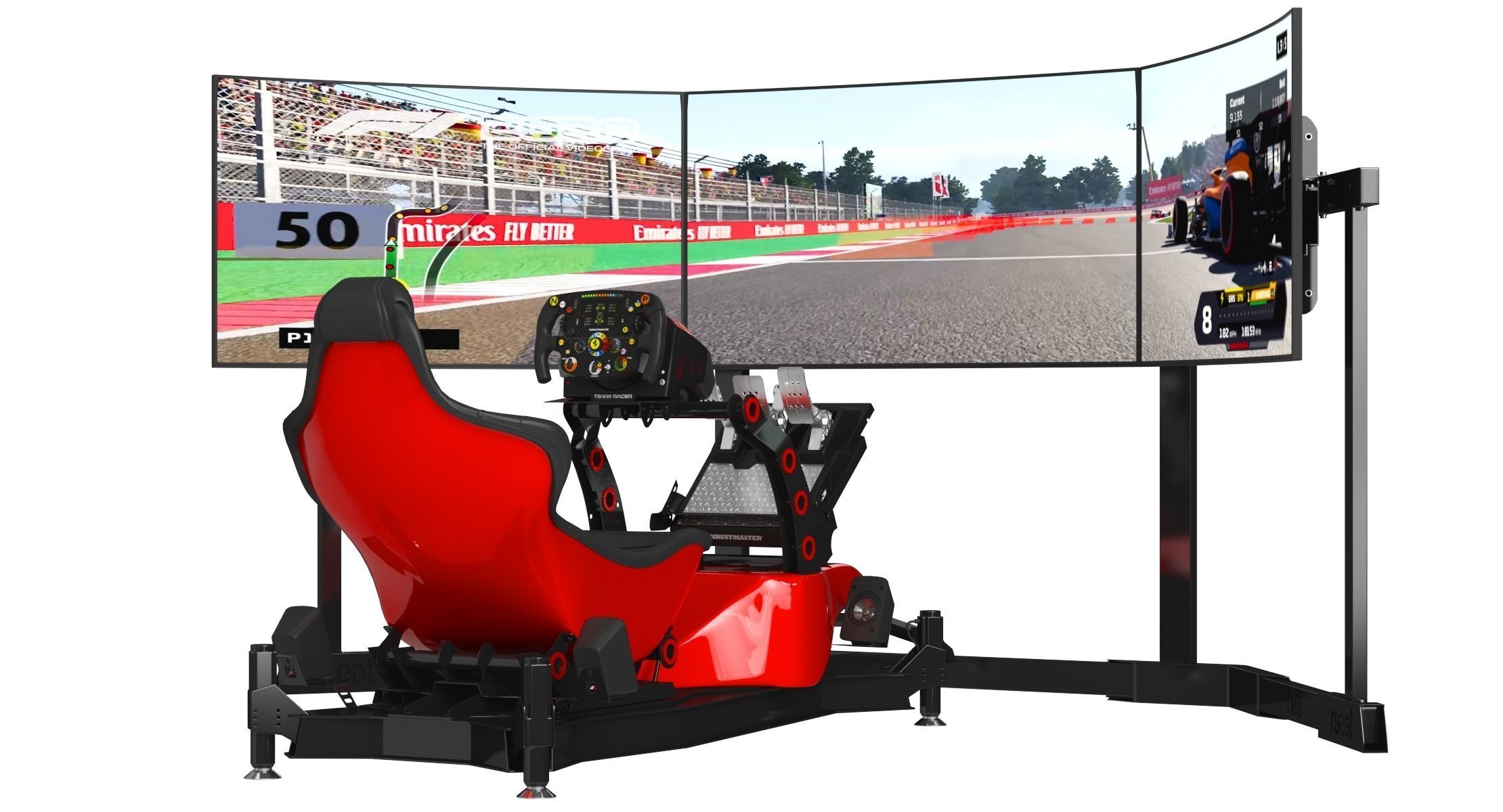 Formula 1 Racing Game Simulator Seat Triple Display 3D model | CGTrader