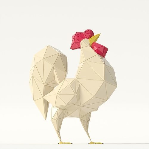 3D model Rooster polygonal Papercraft VR / AR / low-poly | CGTrader