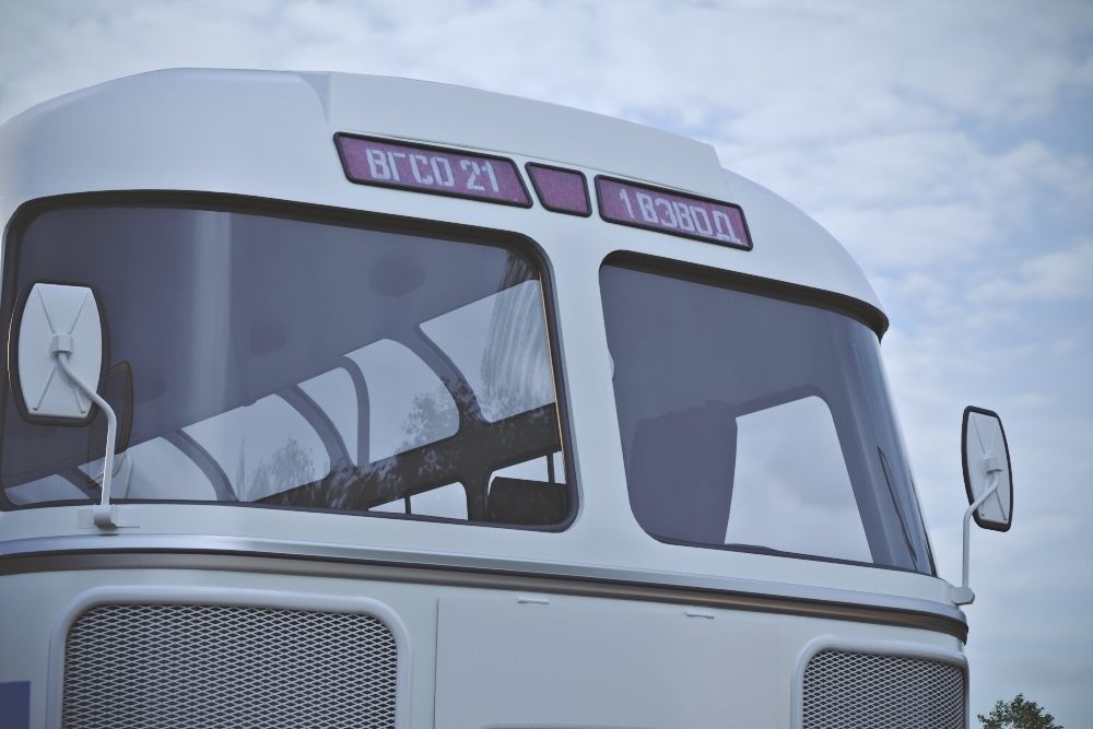 3D model Retro classic old USSR Russian school bus vehicle enviroment ...