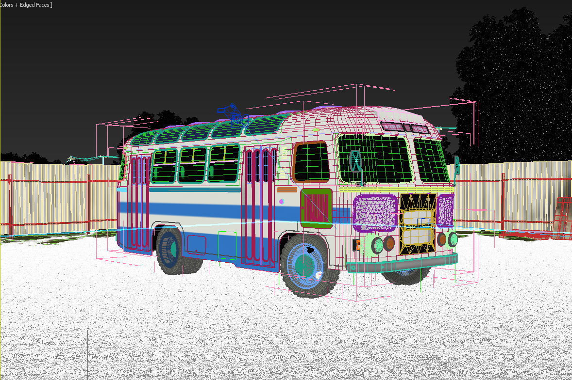 3D model Retro classic old USSR Russian school bus vehicle enviroment ...