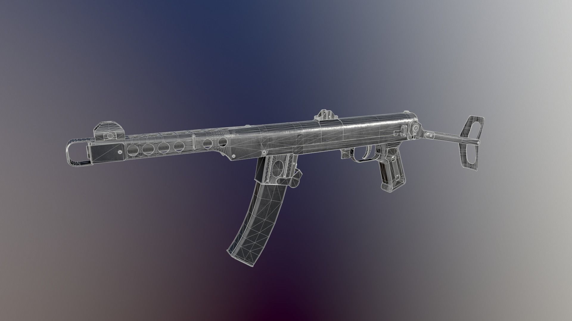 Submachine gun PPS 43 3D model rigged | CGTrader